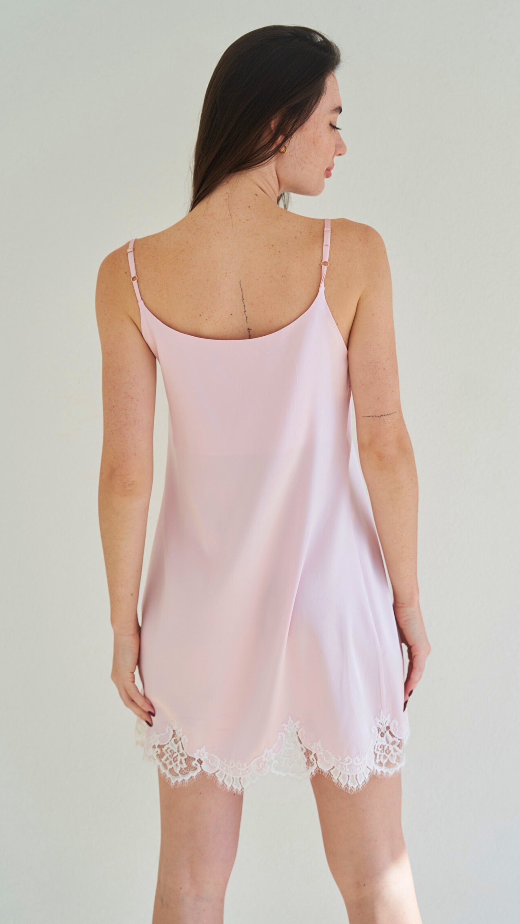 Silk Satin Slip Dress With Lace, Sexy Bridal Night Gown, Nightdress ...