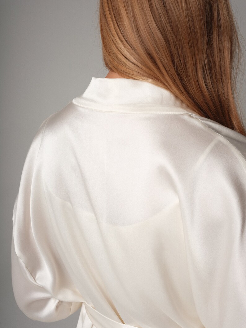 Luxury Silk and Lace Robe, Real Silk Mid Length Robe, Silk Satin ...