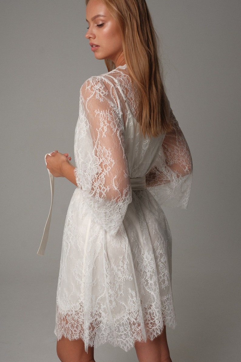 Short Lace Robe, Bridal Robe, Wedding Robe, Boudoir Lingerie, Bride's ...