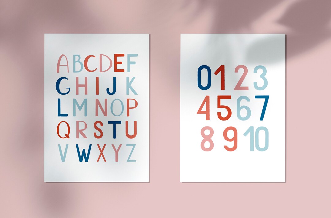 Digital Download, Alphabet & Numbers Set of 2 Posters, Kids Room ...