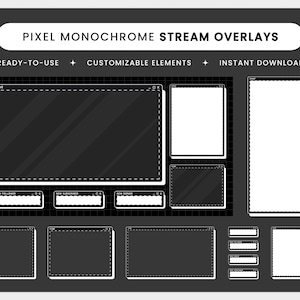 Pixel Monochrome Stream Overlay - Twitch Overlay Package, Customizable ...