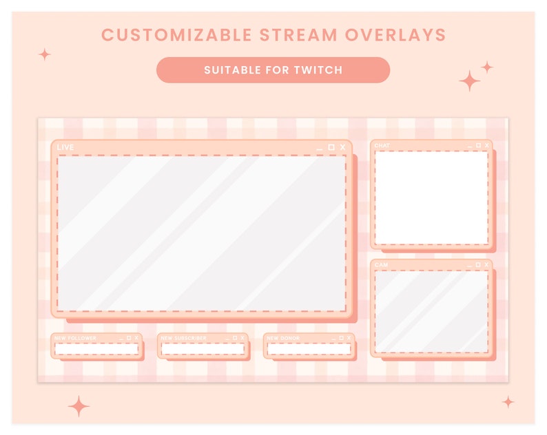 Pixel Peach Stream Overlay Twitch Overlay Package, Customizable Screen ...