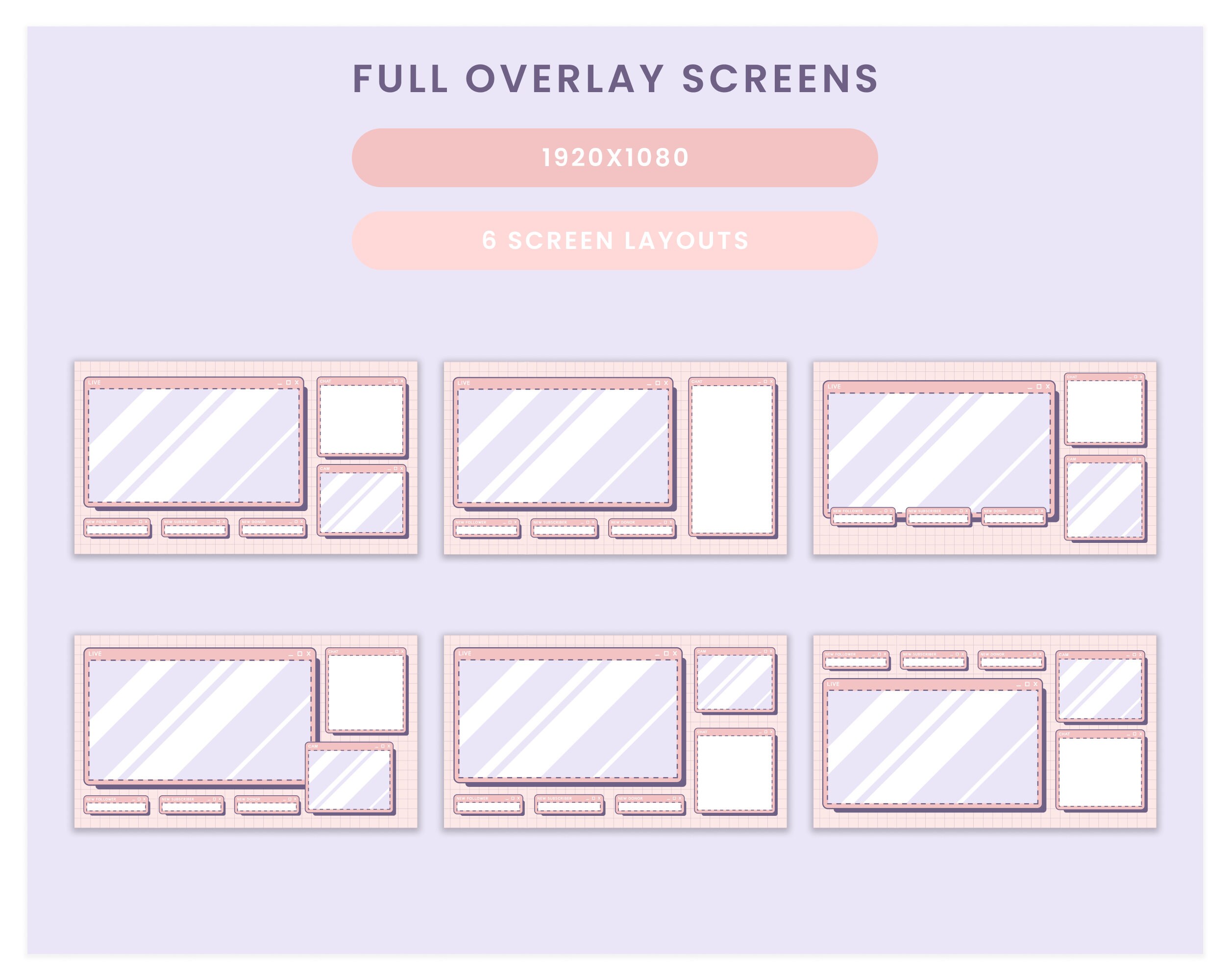 Pixel Lilac Stream Overlay - Twitch Overlay Package, Customizable ...