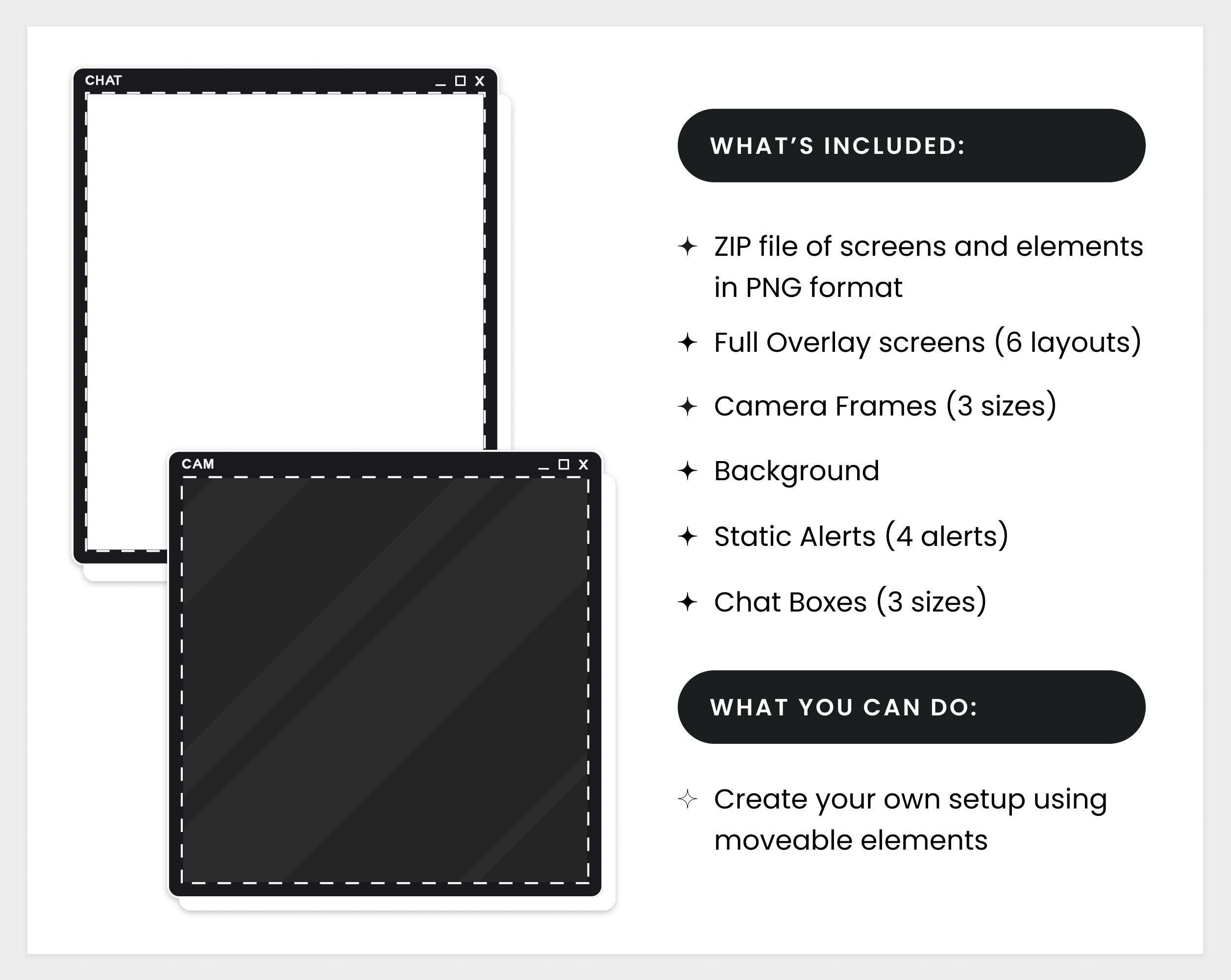 Pixel Monochrome Stream Overlay Twitch Overlay Package, Customizable ...