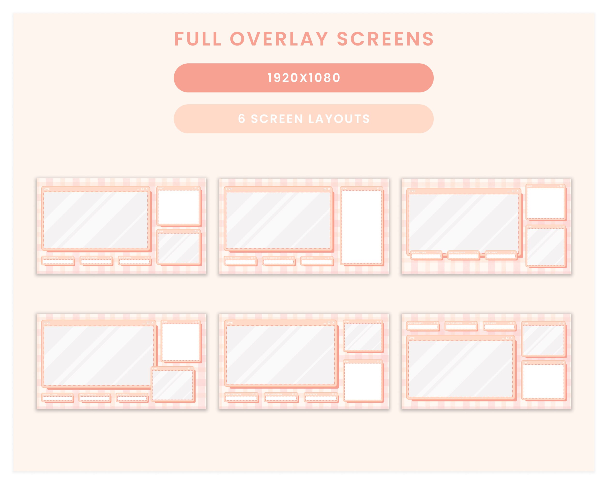 Pixel Peach Stream Overlay Twitch Overlay Package, Customizable Screen ...
