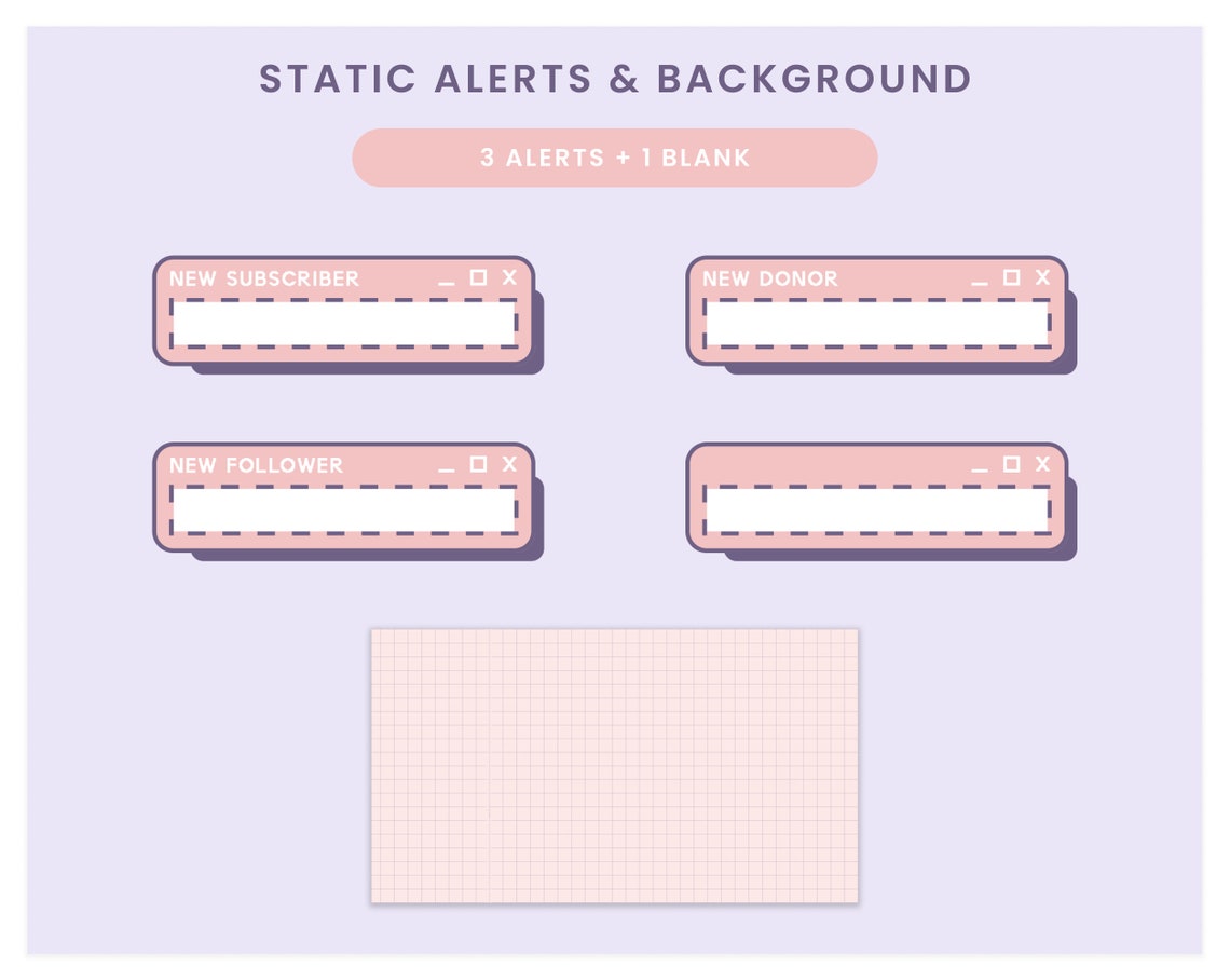 Pixel Lilac Stream Overlay - Twitch Overlay Package, Customizable ...
