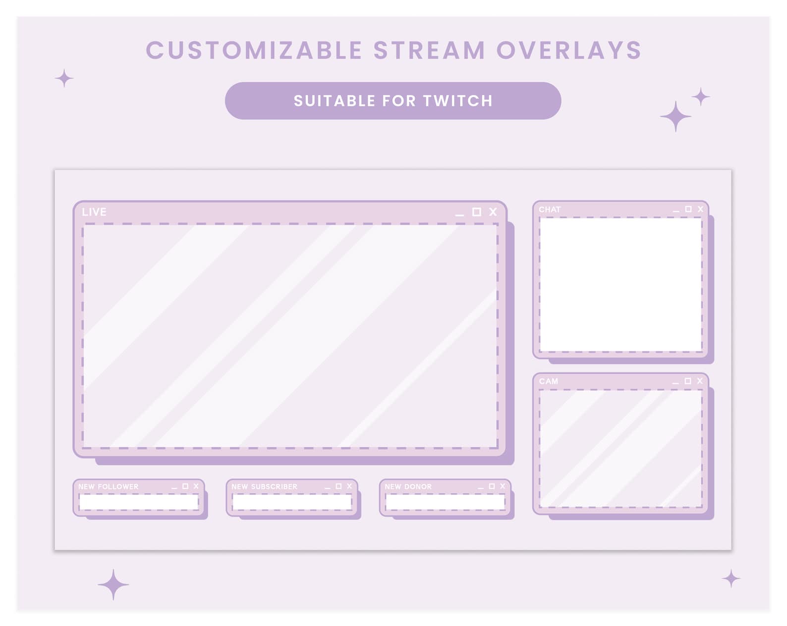 Pixel Purple Stream Overlay - Twitch Overlay Package, Customizable ...