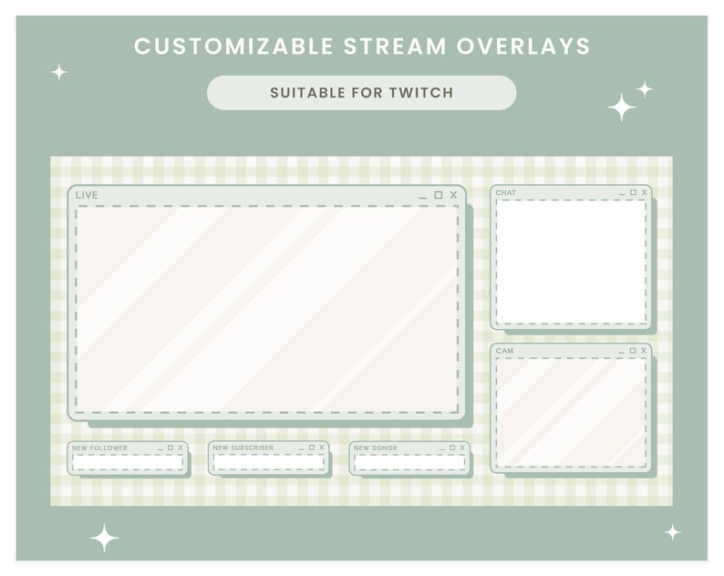 Pixel Green Stream Overlay - Twitch Overlay Package, Customizable ...