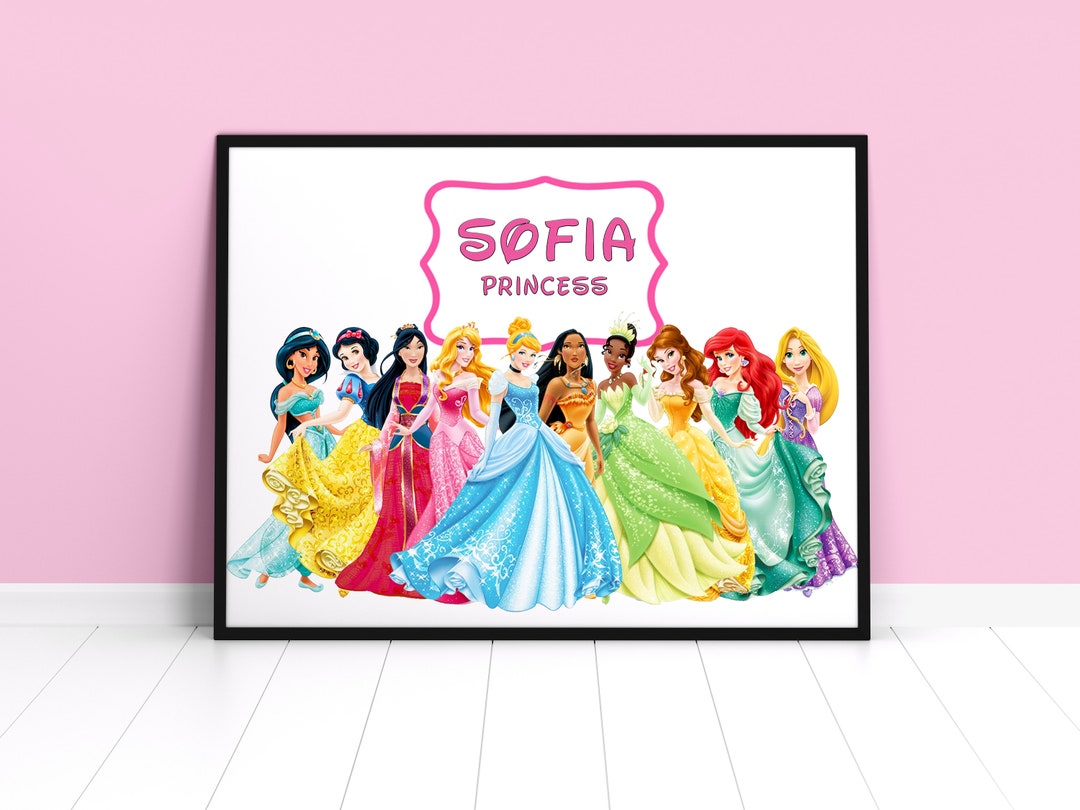 PRINCESSES Personalized Name PRINTABLE ART Disney Princess - Etsy