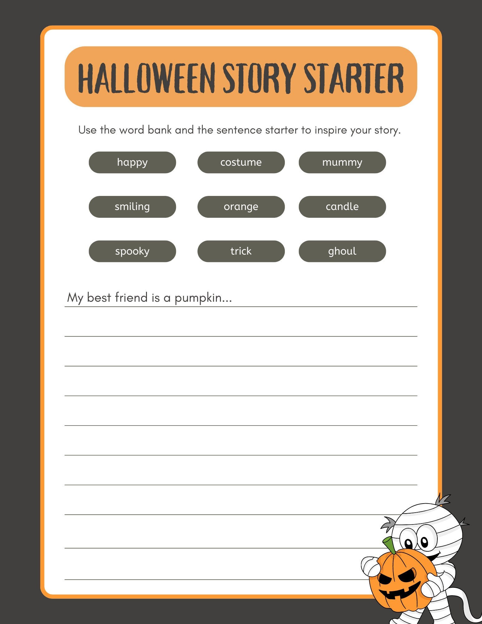 Halloween Story Starter Printable - Etsy