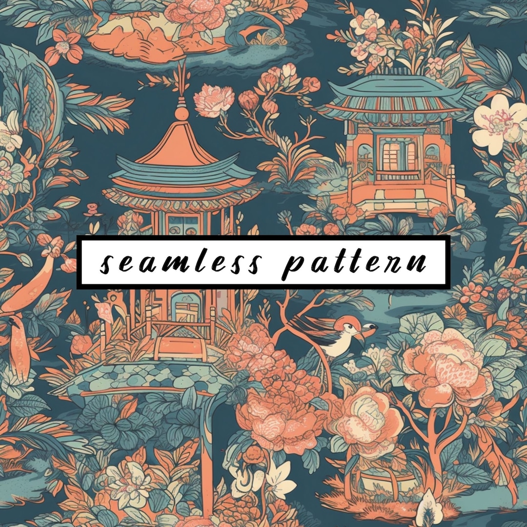 Seamless Pattern, Seamless Chinoiserie Pattern, Chinoiserie Wallpaper ...