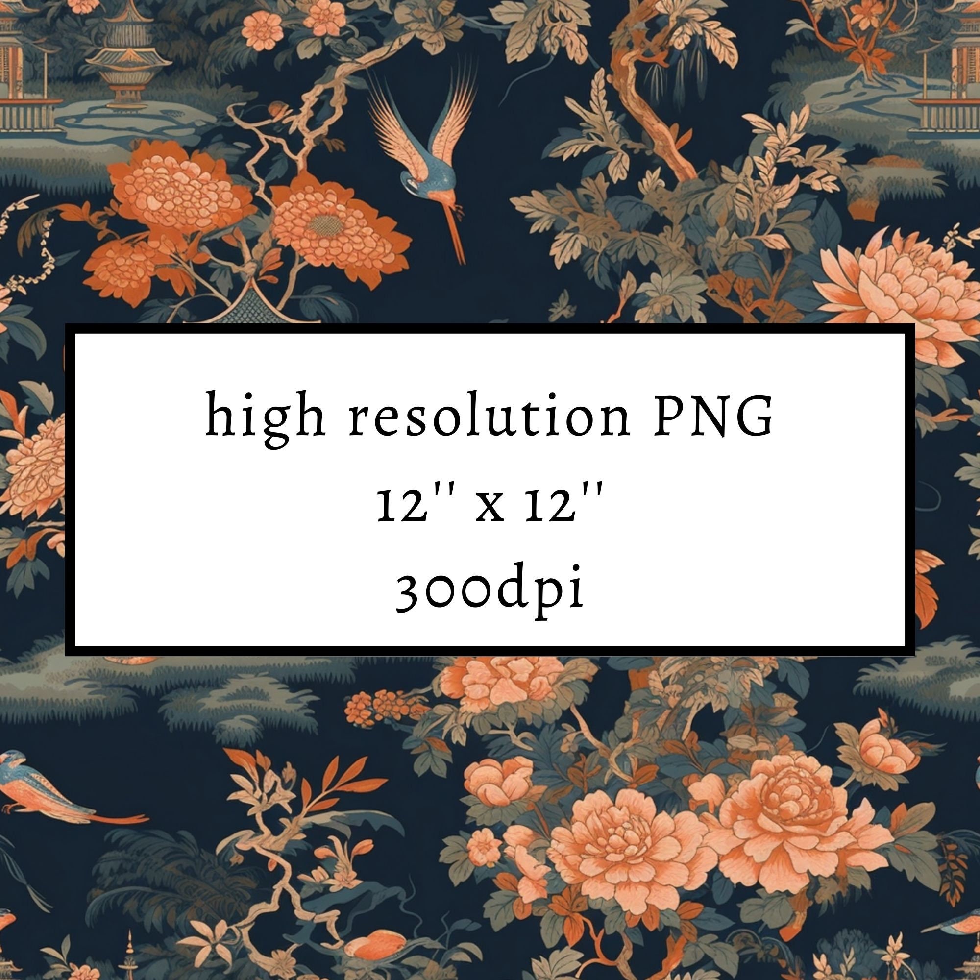 Seamless Pattern, Seamless Chinoiserie Pattern, Chinoiserie Wallpaper ...