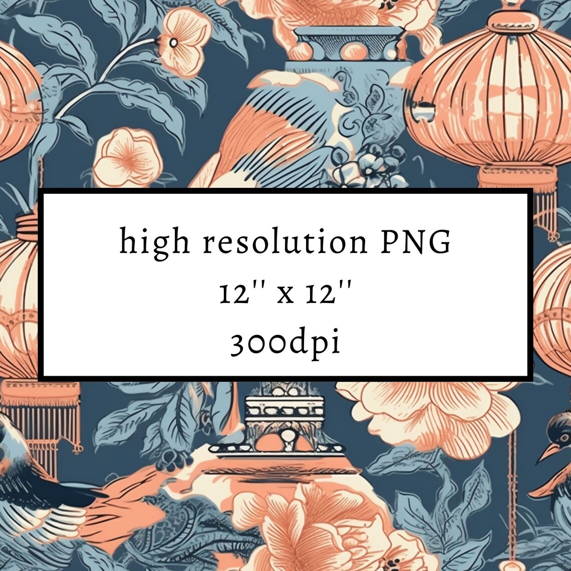 Seamless Pattern, Seamless Chinoiserie Pattern, Chinoiserie Wallpaper ...