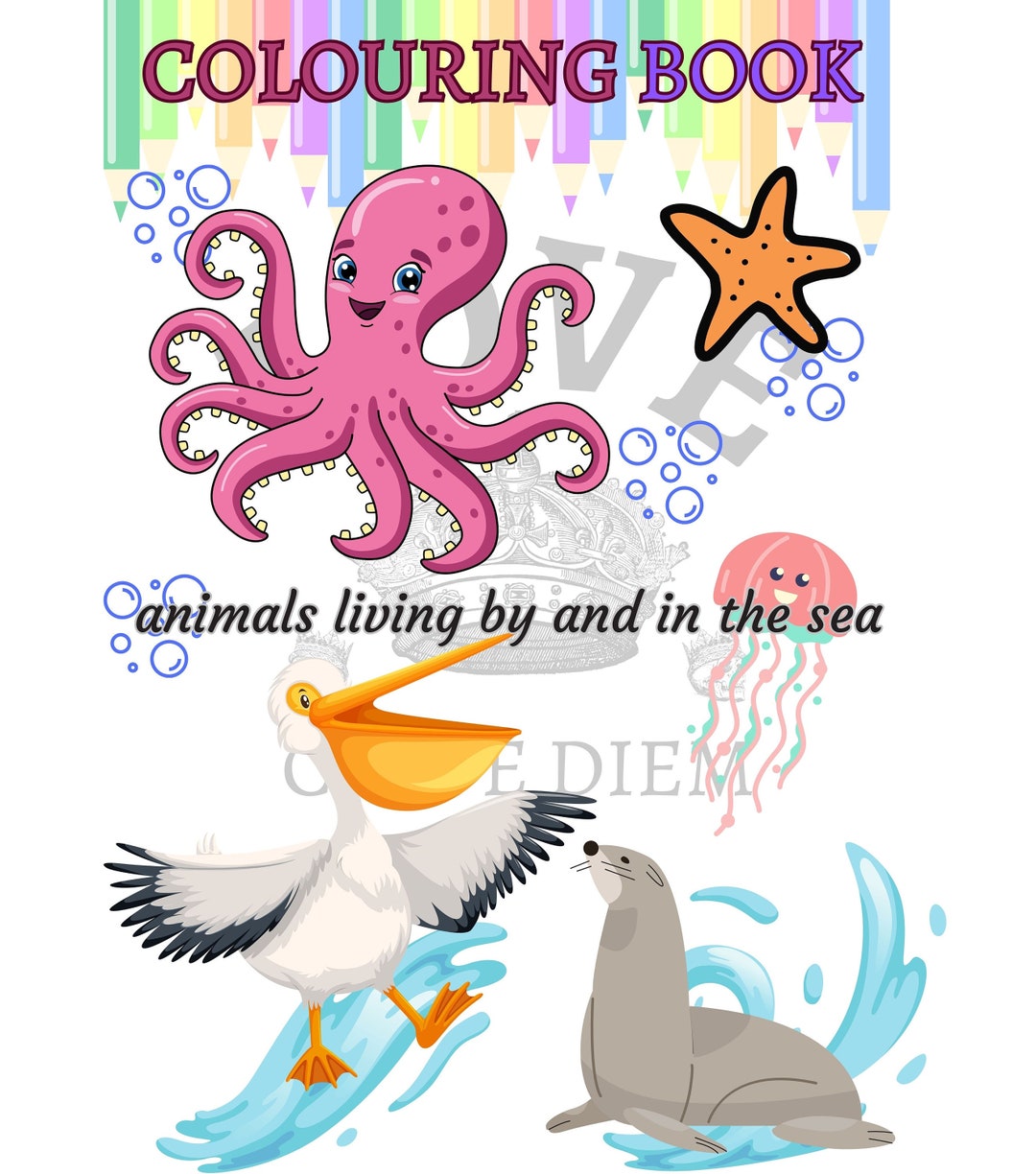Ocean Adventures: A Kids Colouring Book of Animals Living by and in the ...