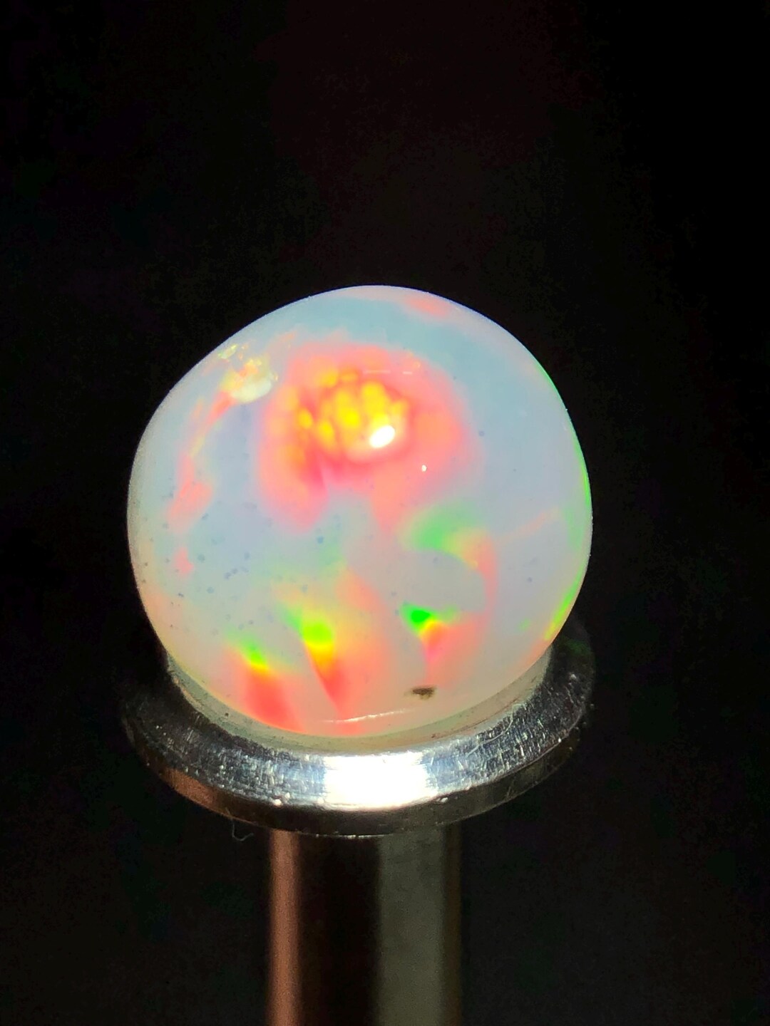 Natural Rainbow Fire Opal Sphere, White Ethiopian Opal Gemstone, Loose ...