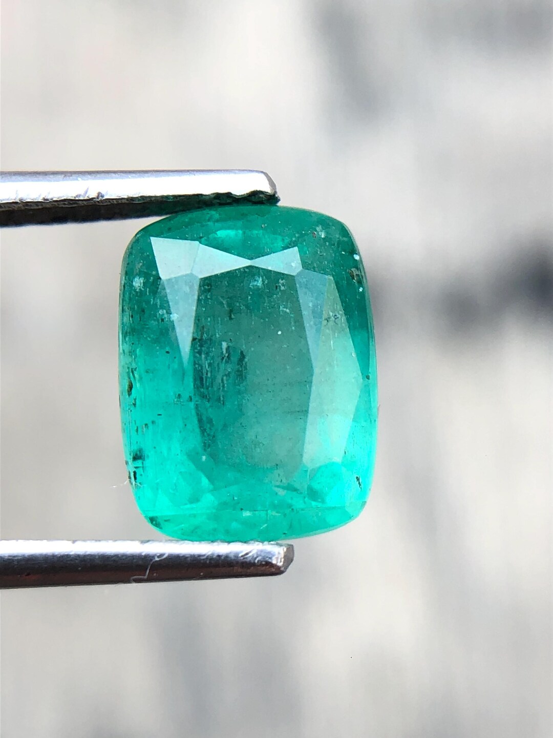 Natural Green Color Cushion Emerald Gemstone | Faceted Loose Gemstone ...