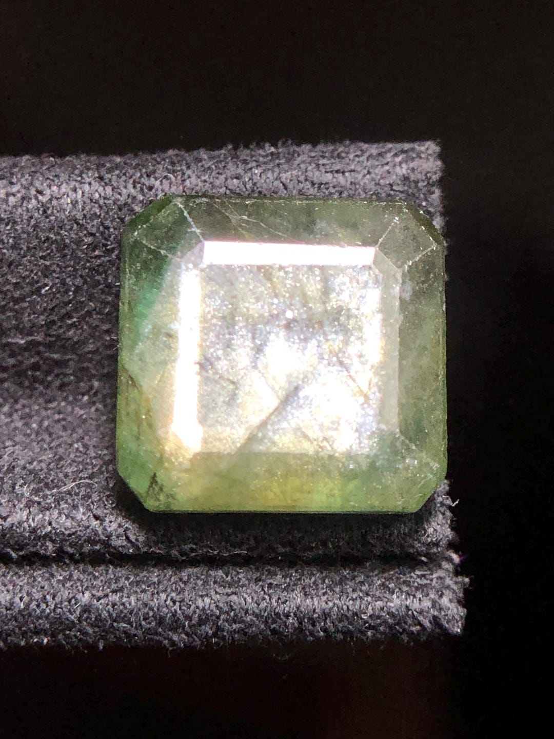 Rare Silver Sunstone Schiller Emerald Square Cushion | 10 MM Faceted ...