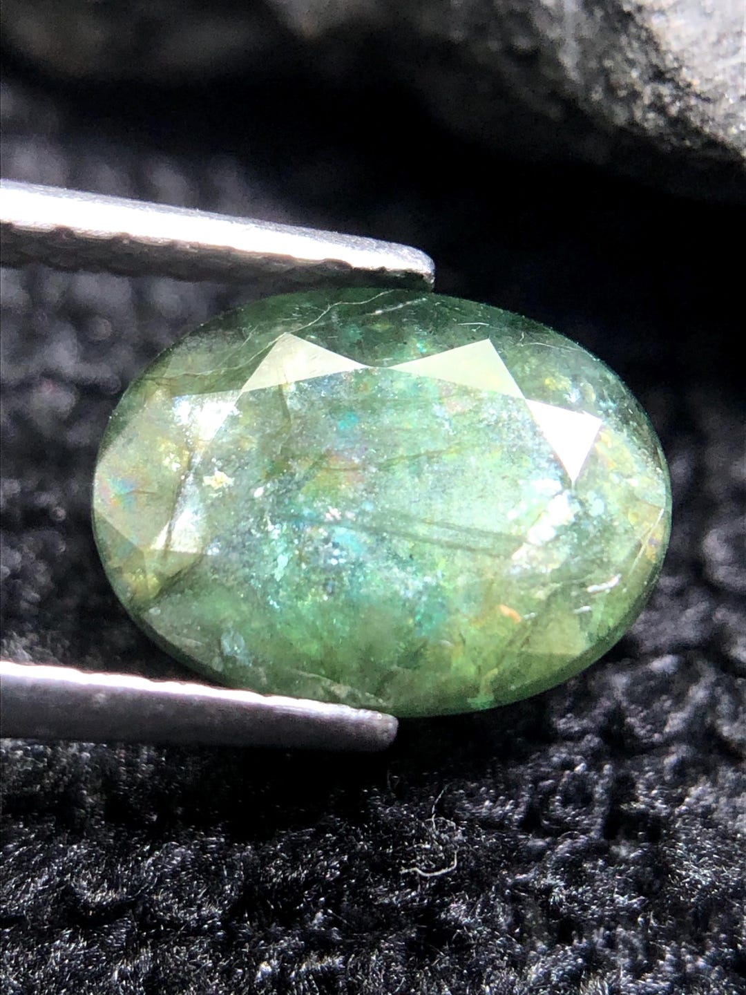 Natural Green Schiller Emerald, Untreated Green Emerald, Faceted Loose ...