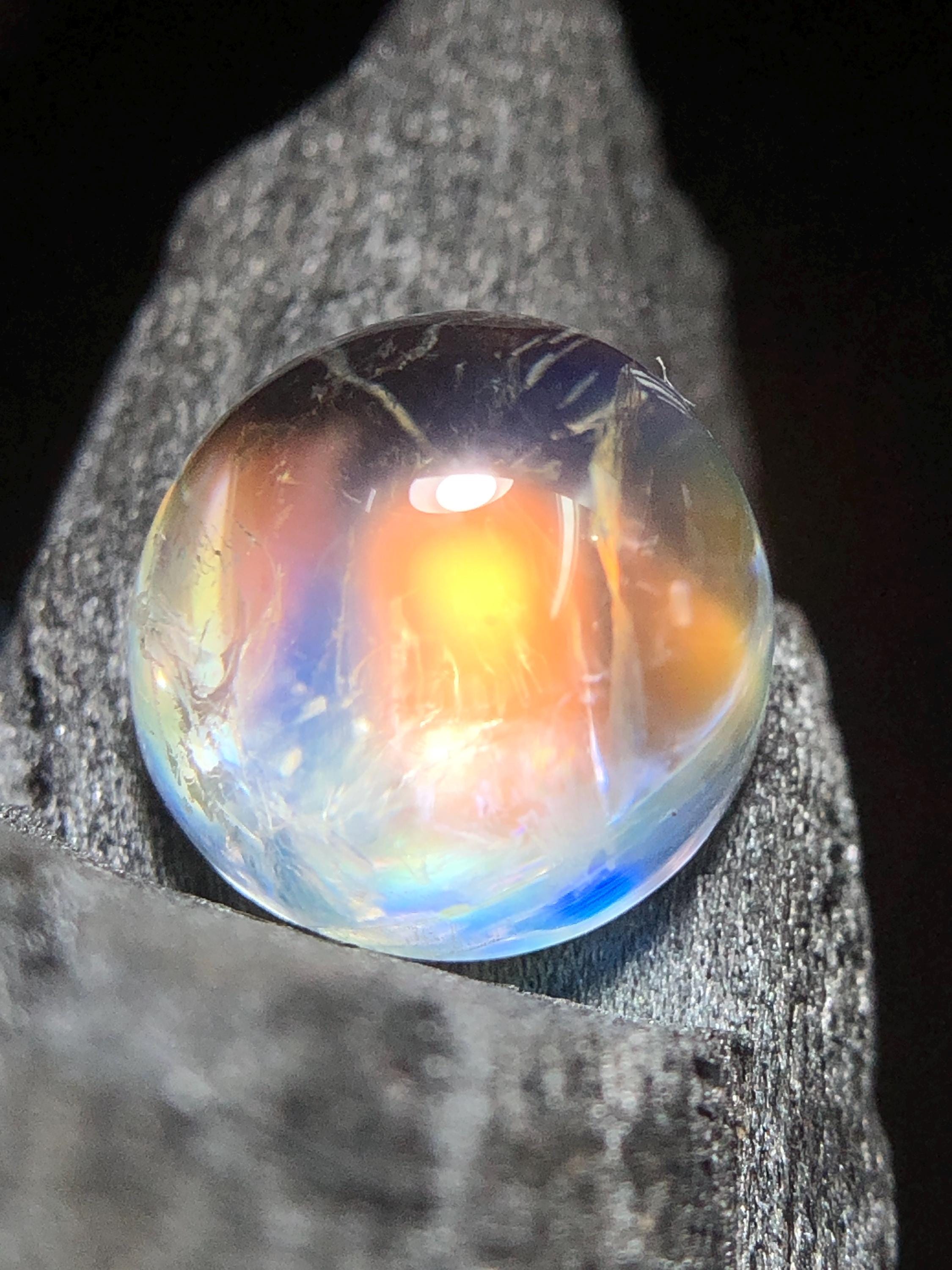Rainbow Fire Changing Madagascar Moonstone, 10 MM Loose Cabochon Round ...