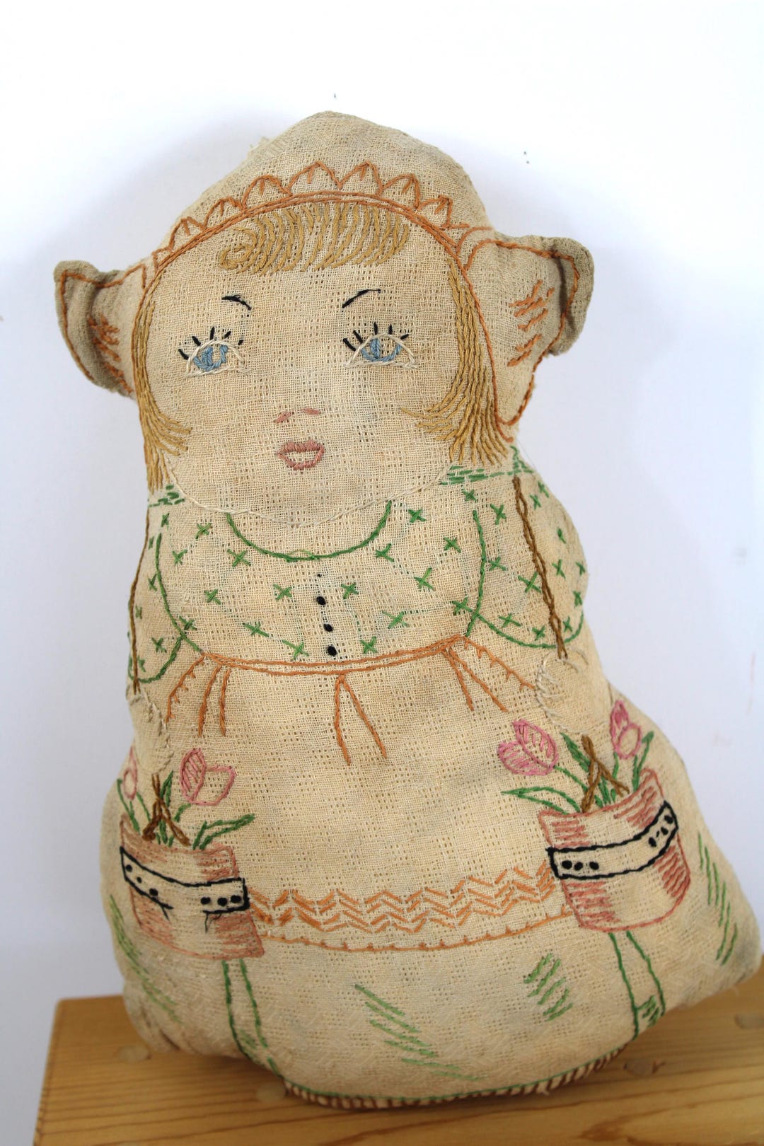 Vintage, Antique Handmade, Rag Doll, Embroidered Cloth, Americana ...