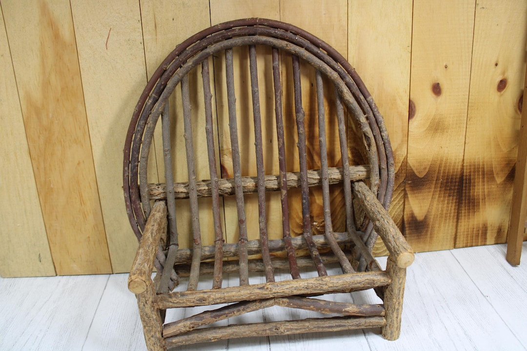 Vintage Handmade Bent Twig, Folk Art Doll Bench 12" X 14", Toy Doll ...