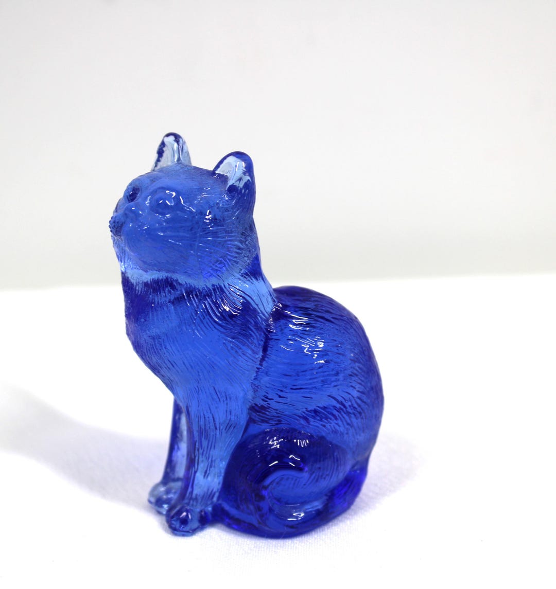 Vintage Mosser Cobalt Blue Glass Cat Figurine - Signed - Etsy