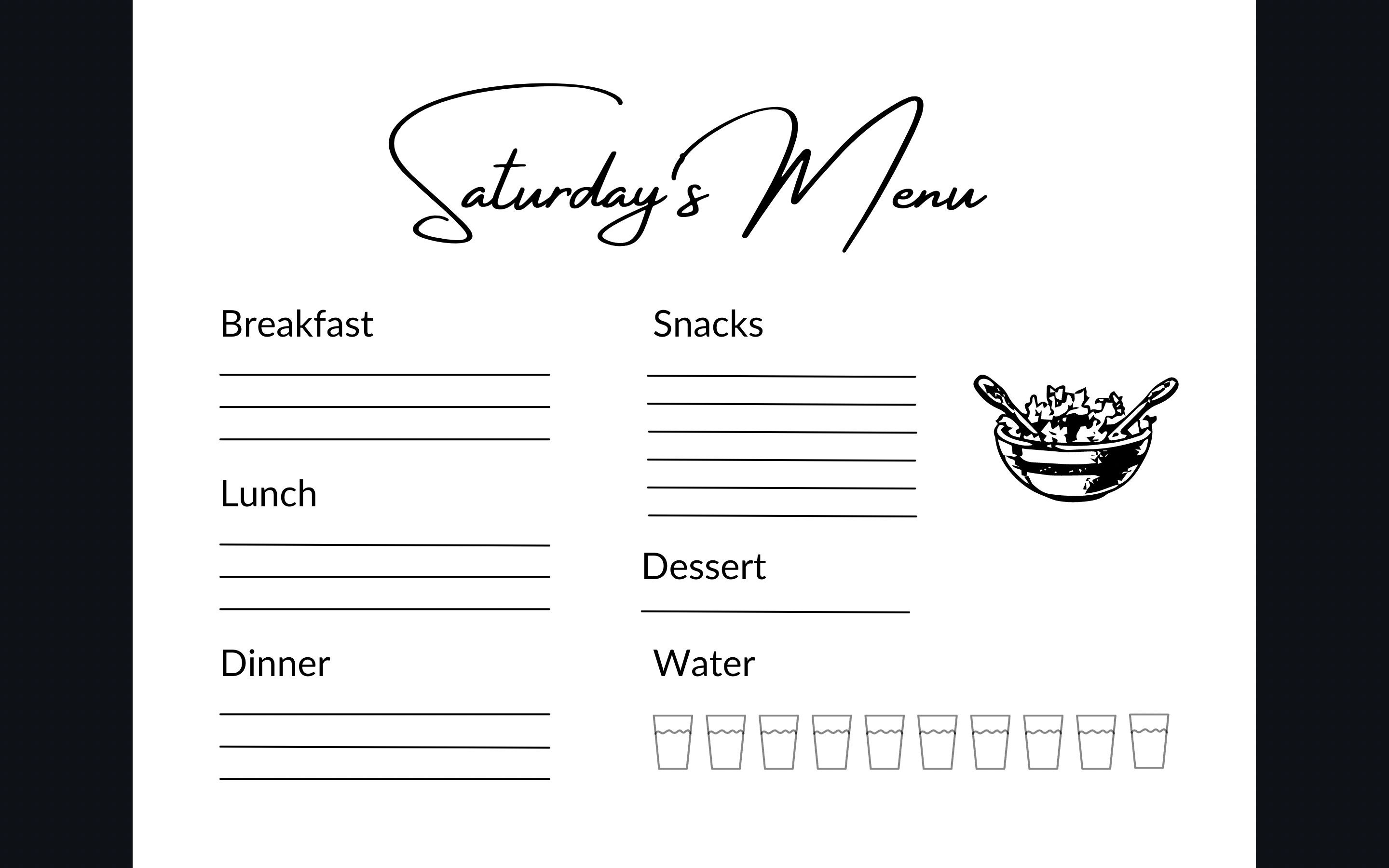 Weekly Menu Cards - Etsy