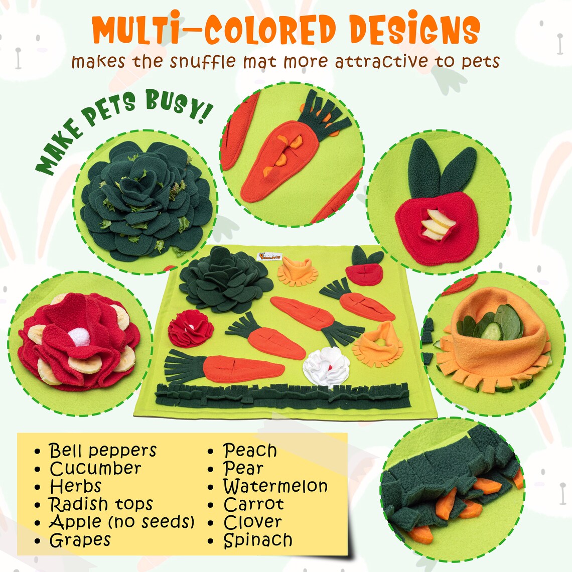 Rabbit Snuffle Mat Toy for Small Pets Rabbit Guinea Pig - Etsy