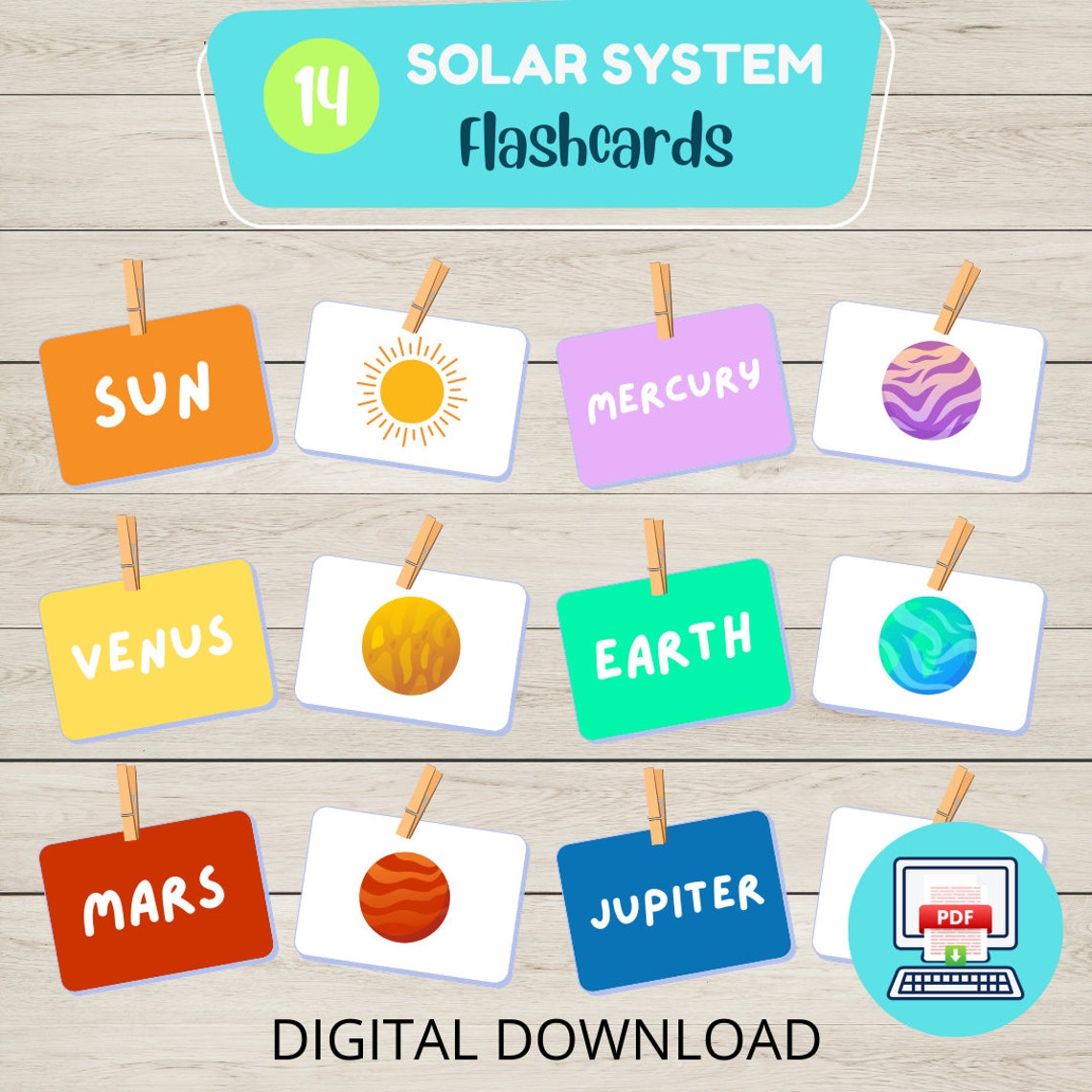 Solar System Flashcards Space Flash Cards Montessori - Etsy