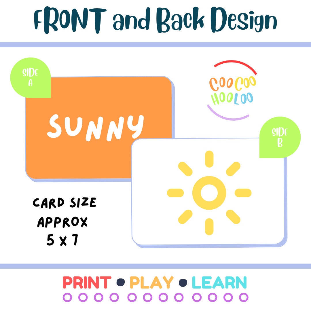 Weather Flashcards Montessori Materials Homeschool - Etsy