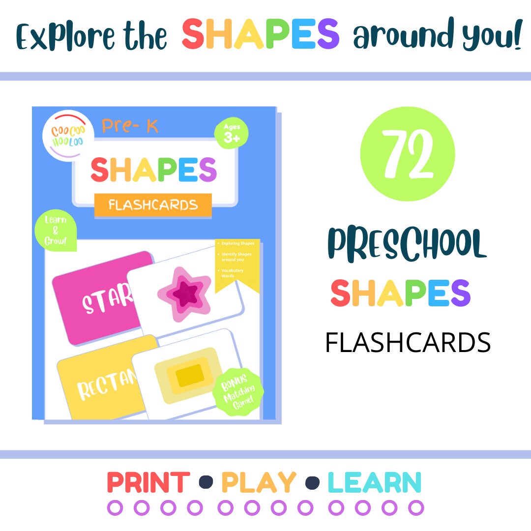 Shapes Flashcards Geometric Shapes Flash Cards Montessori - Etsy