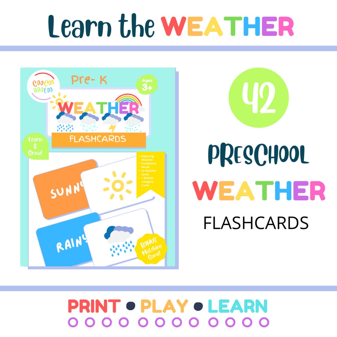 Weather Flashcards Montessori Materials Homeschool - Etsy