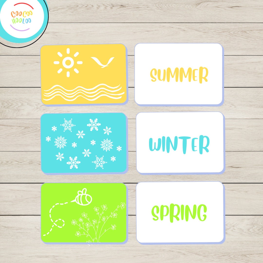 Seasons Flashcards Montessori Materials Homeschool - Etsy