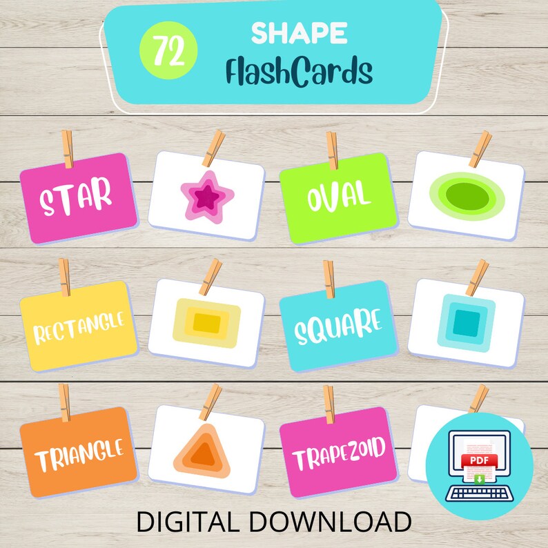 Shapes Flashcards, Geometric Shapes Flash Cards, Montessori Materials ...