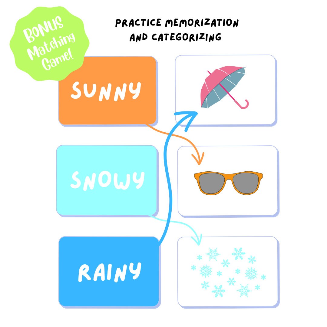 Weather Flashcards Montessori Materials Homeschool - Etsy