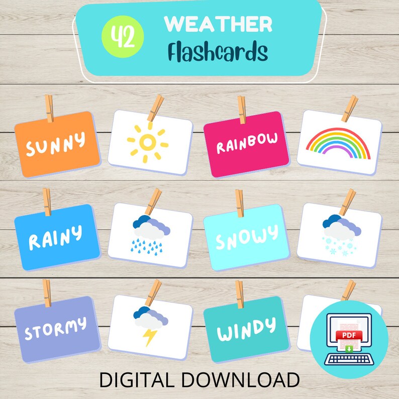 Weather Flashcards, Montessori Materials, Homeschool Printables, School ...