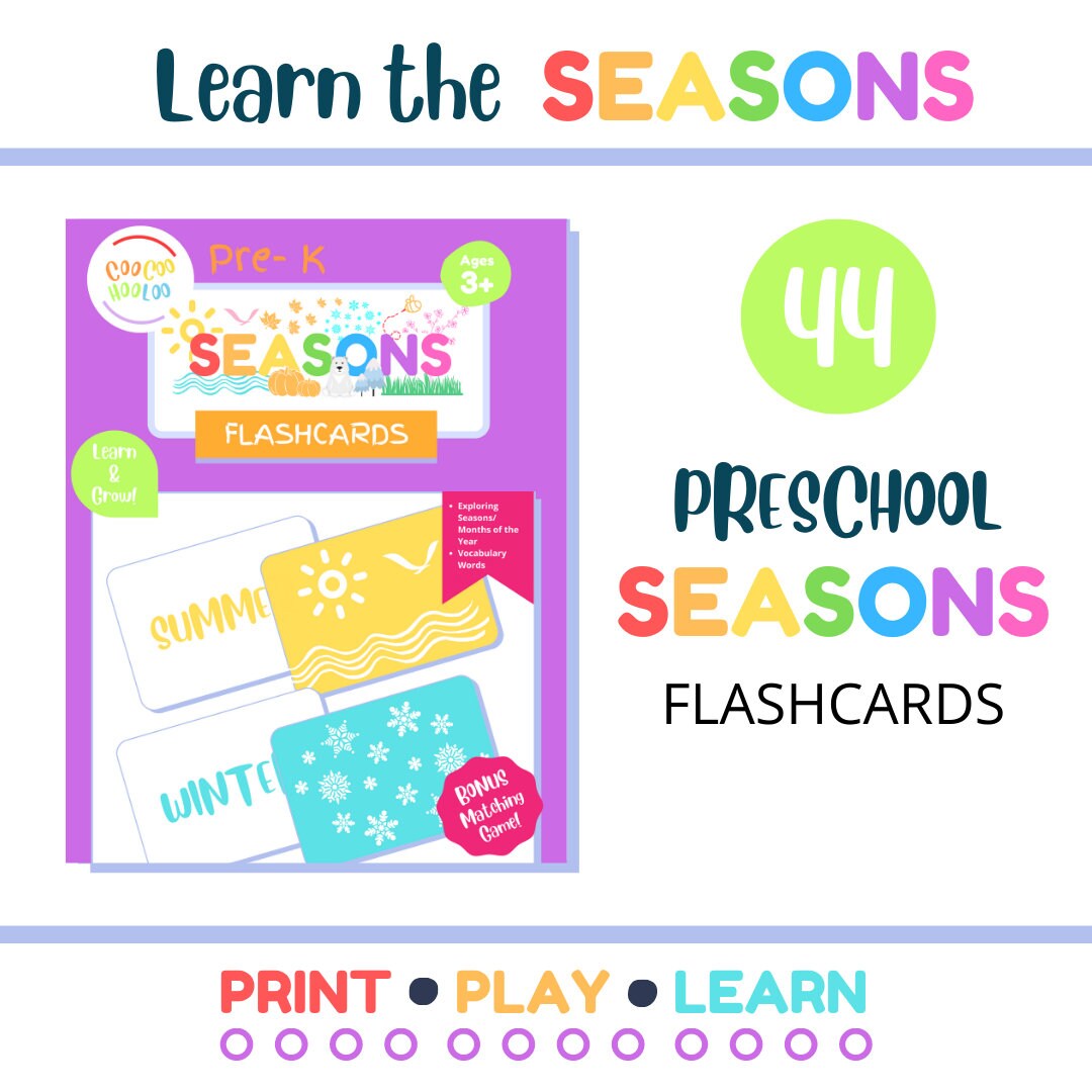 Seasons Flashcards Montessori Materials Homeschool - Etsy