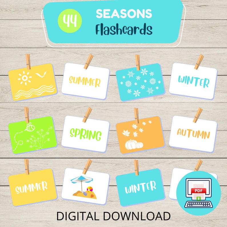 Seasons Flashcards, Montessori Materials, Homeschool Printables, School ...