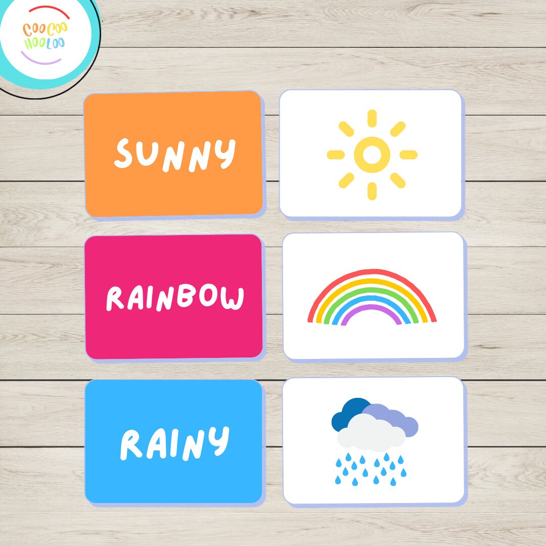Weather Flashcards Montessori Materials Homeschool - Etsy