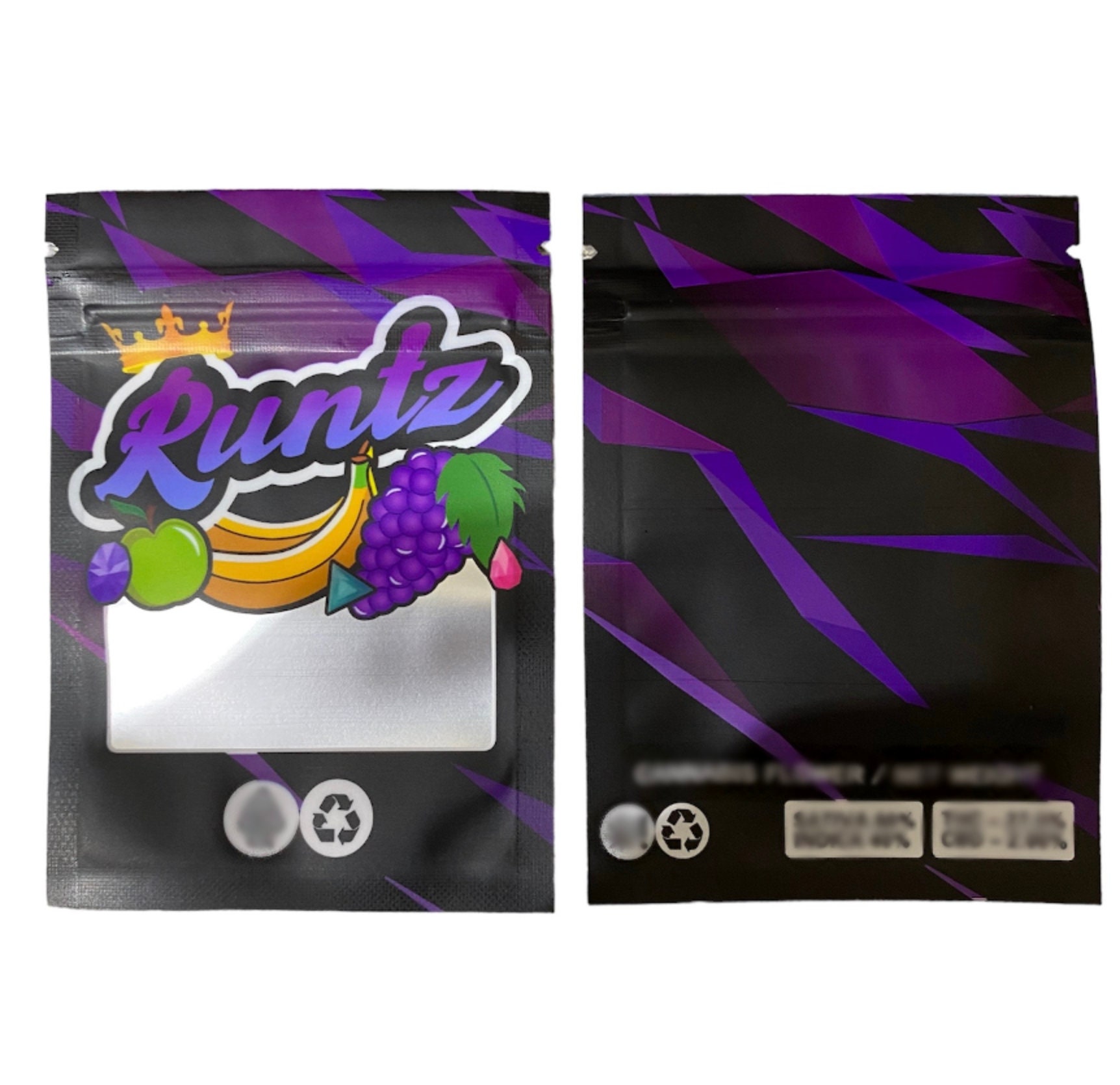 FRUIT Runty EMPTY CALIFORNIAN Packaging Mylar Zip Lock Design Packs ...