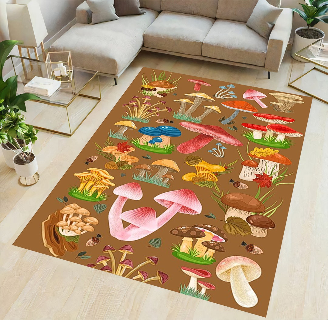 Mushroom Rug,colorful Mushroom,mushrooms Carpet,living Room Rug,area ...