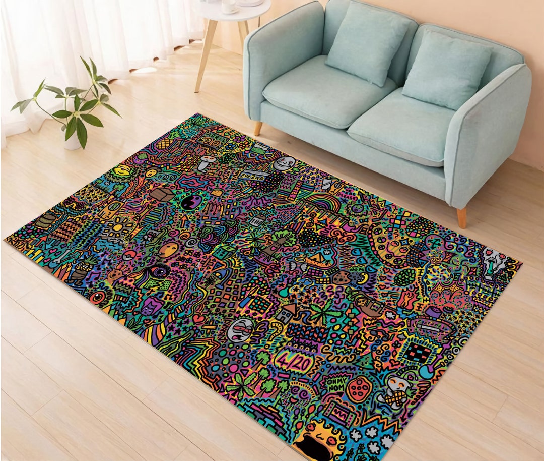 Psychedelic Rug,art Rug,living Room Rug,area Rug,drawing Carpet ,custom ...