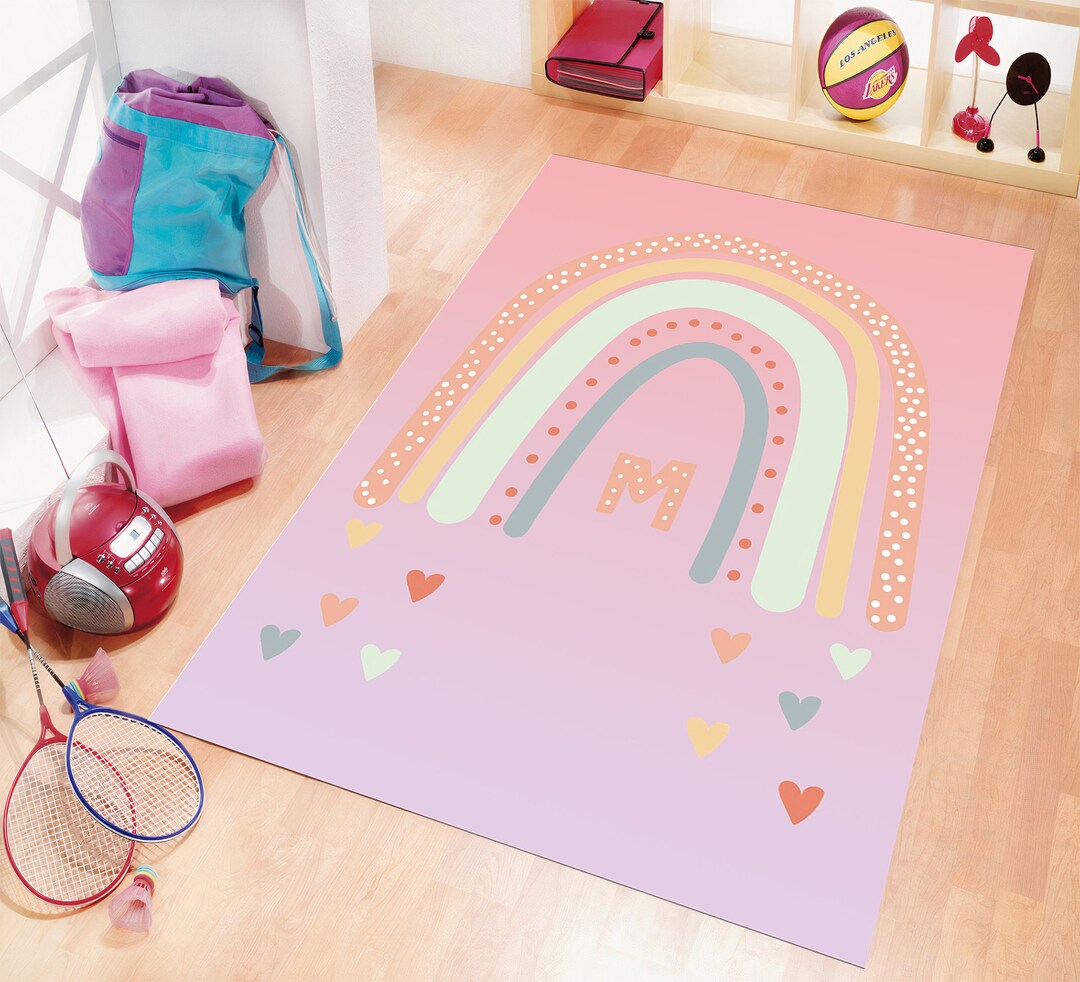 Personalized Rug, Girl Room Rug,rainbow Rug, Modern Rug, Rugs for ...