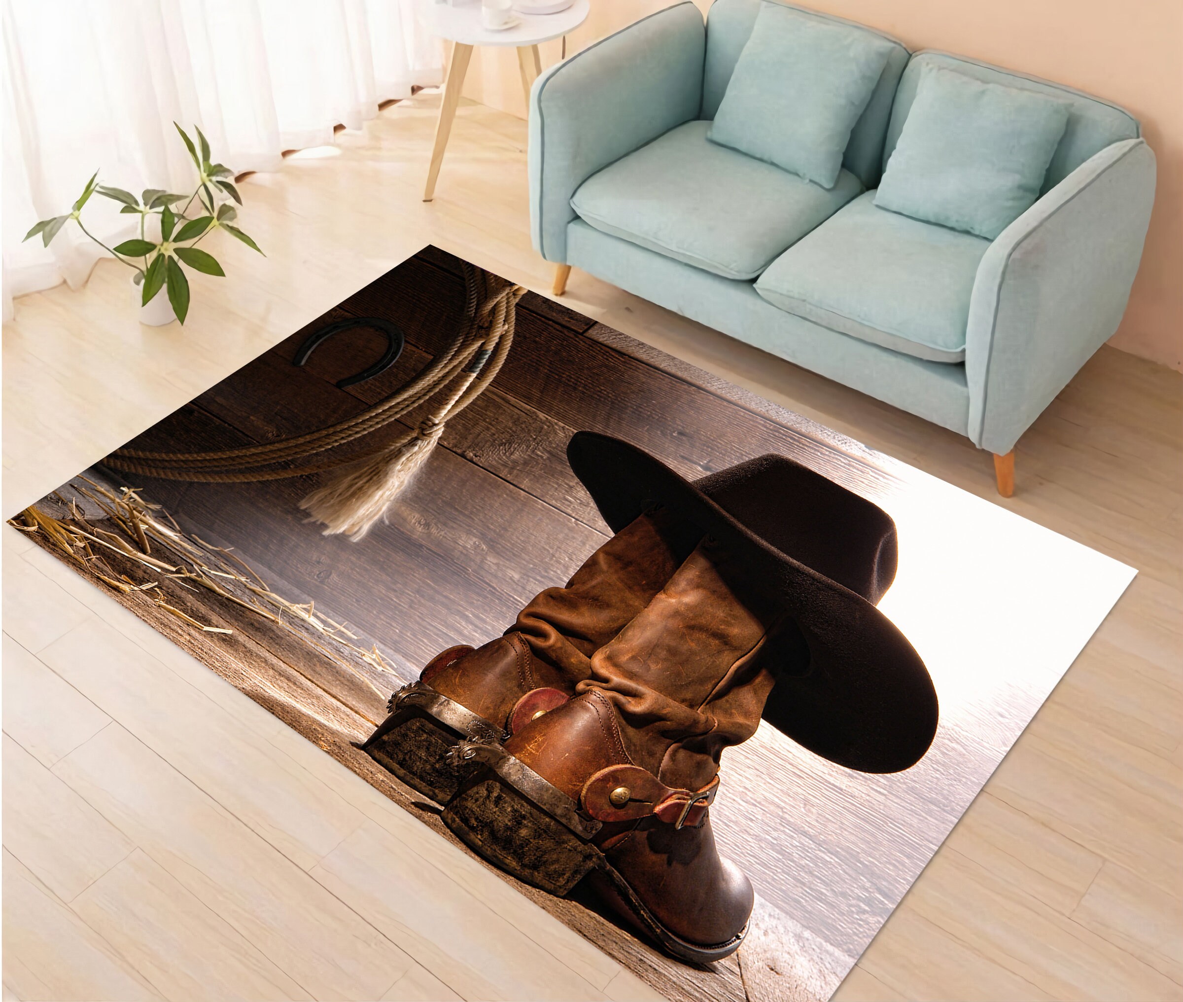 Cowboy Rug,cowboy Boots Rug,living Room Rug,area Rug,cowboy Carpet ...