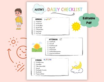 Printable Editable Daily Checklist Editable Daily Routine daily Routine ...