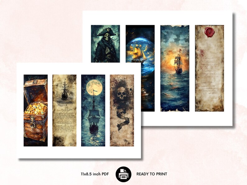 Pirates Bookmarks, Watercolor Bookmark Designs, Pirates Printable ...