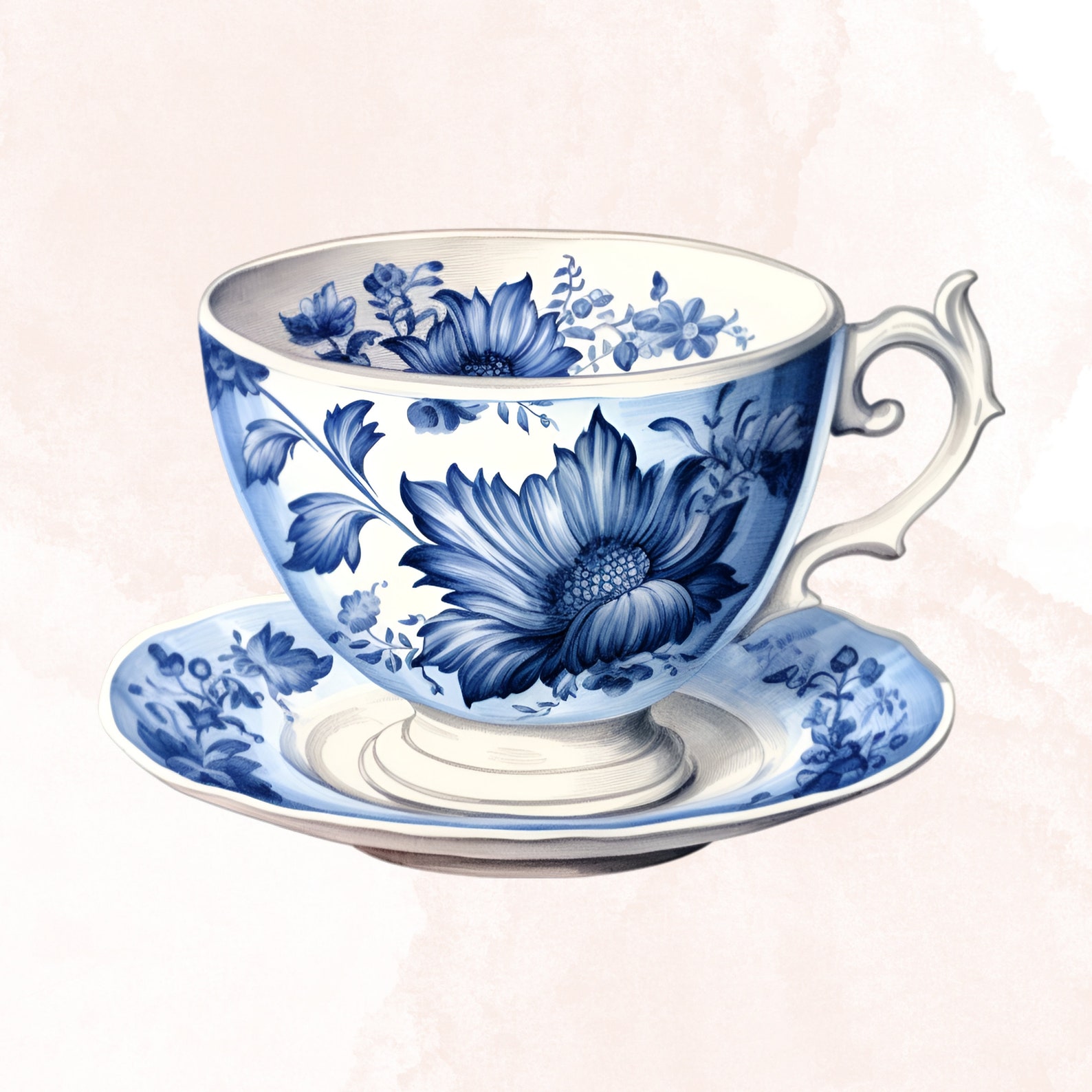 Delft Blue Teacup Clipart, Vintage Teacup Png, Coffee Cup Clipart ...