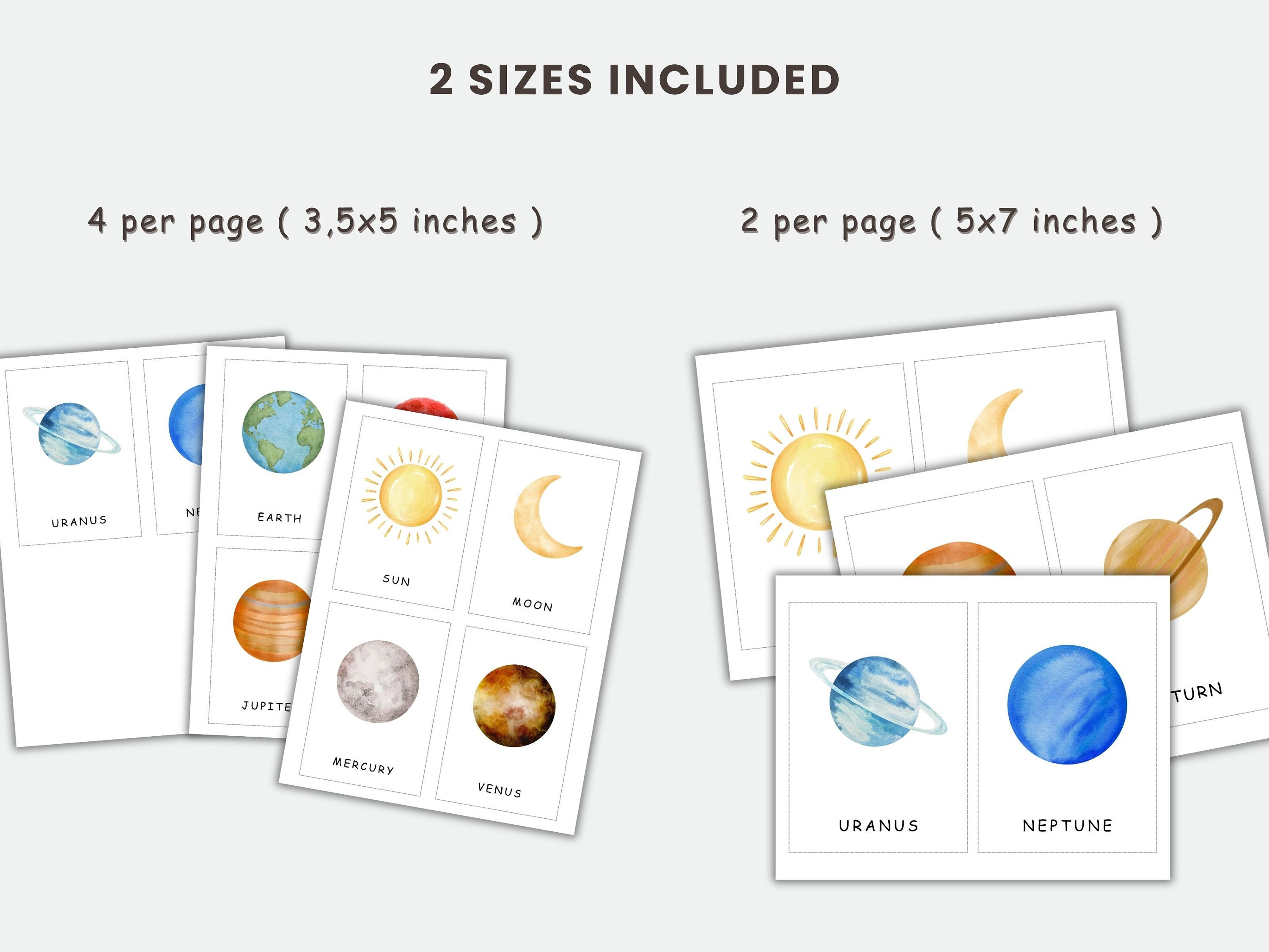 Solar System Printable Flashcards | Montessori Cards | Planets Nursery ...