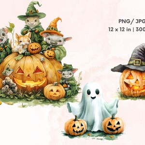 Watercolor Halloween Clipart, Pumpkin Patch Png Bundle, Cute Fall ...