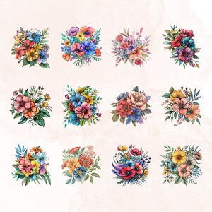 Colorful Flowers Bouquet Clipart, Spring Flowers Clipart, Rainbow ...